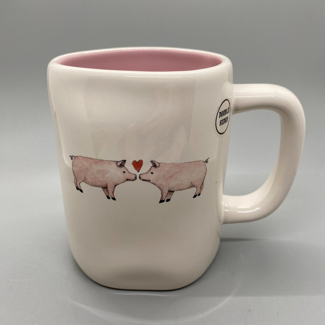 Double Sided Ceramic Mug hogs and Kisses Rae Dunn Magenta Made. New ...