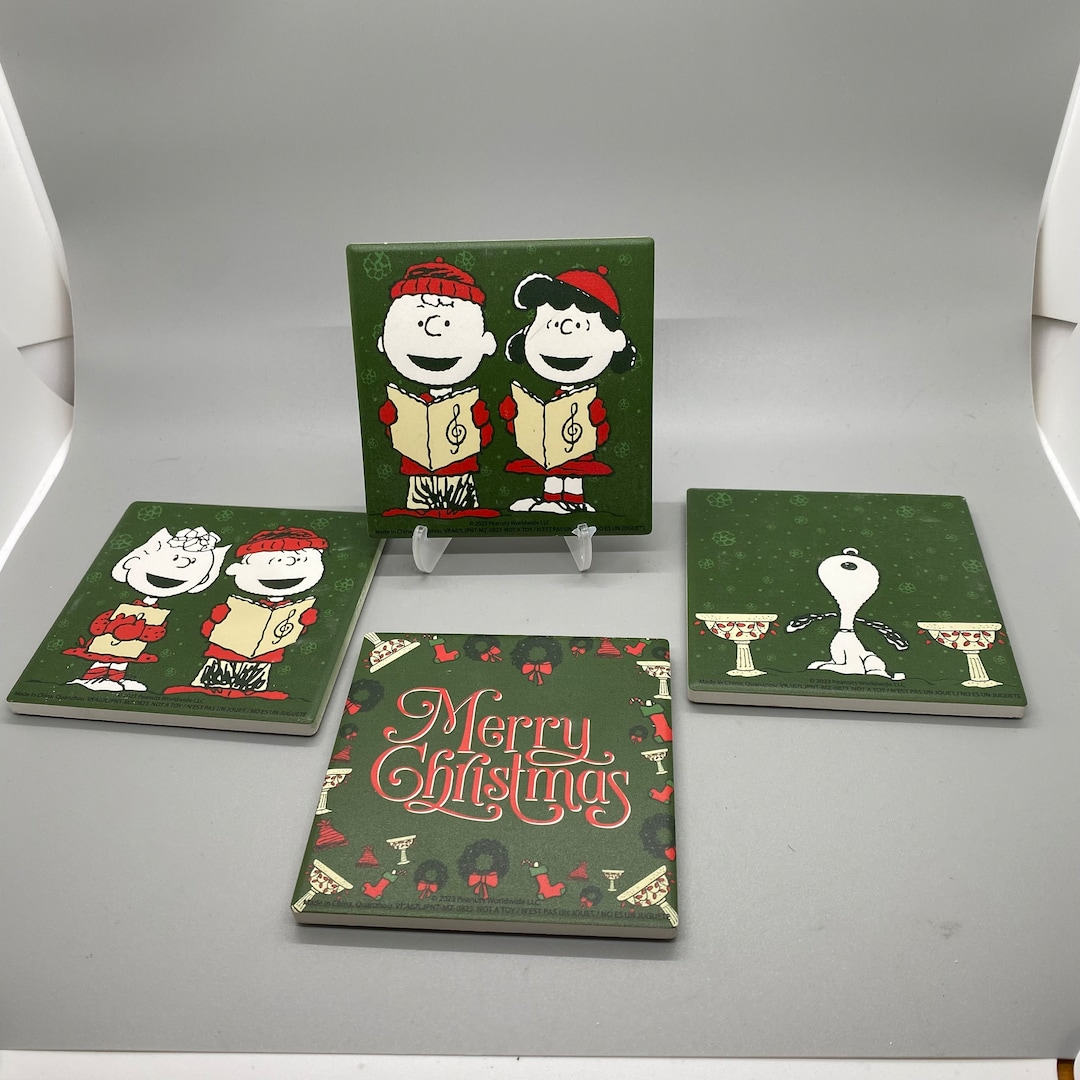 Ceramic Set of 4 Peanuts Christmas Coasters - Etsy