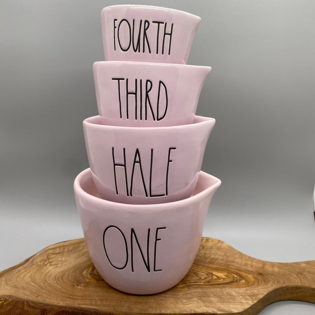 Pink Ceramic Measuring Cups With Heart Cutout. Set of 4. New and Never ...