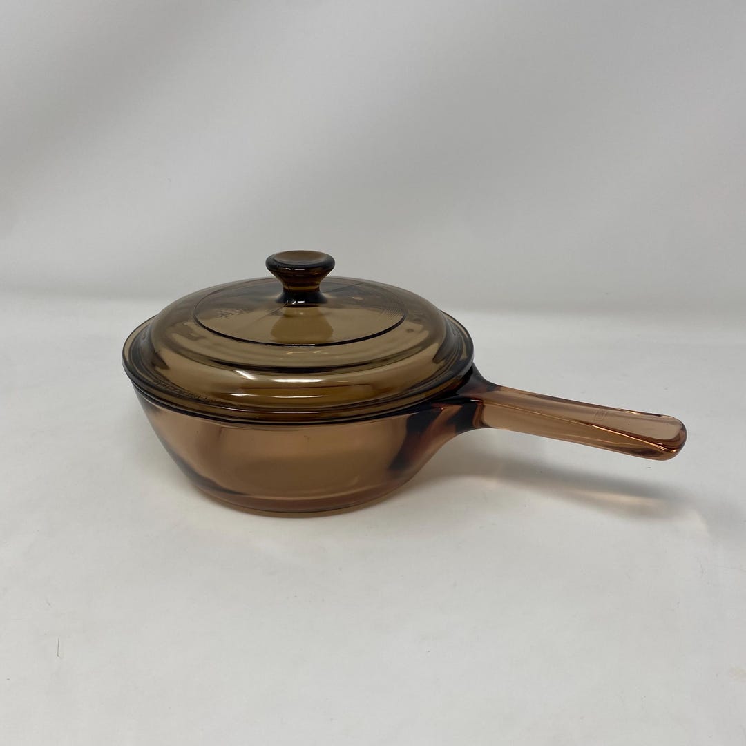 Visions Pyrex Corningware 0.5L Pan With Lid Amber Color Vintage Pyrex ...