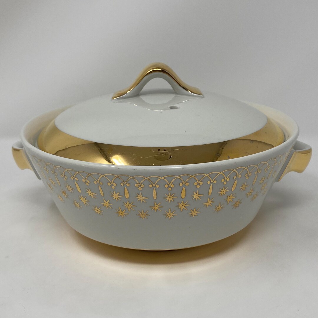 Vintage Atomic Starburst Gold Lace Flare Ware Casserole Dish With Lid ...