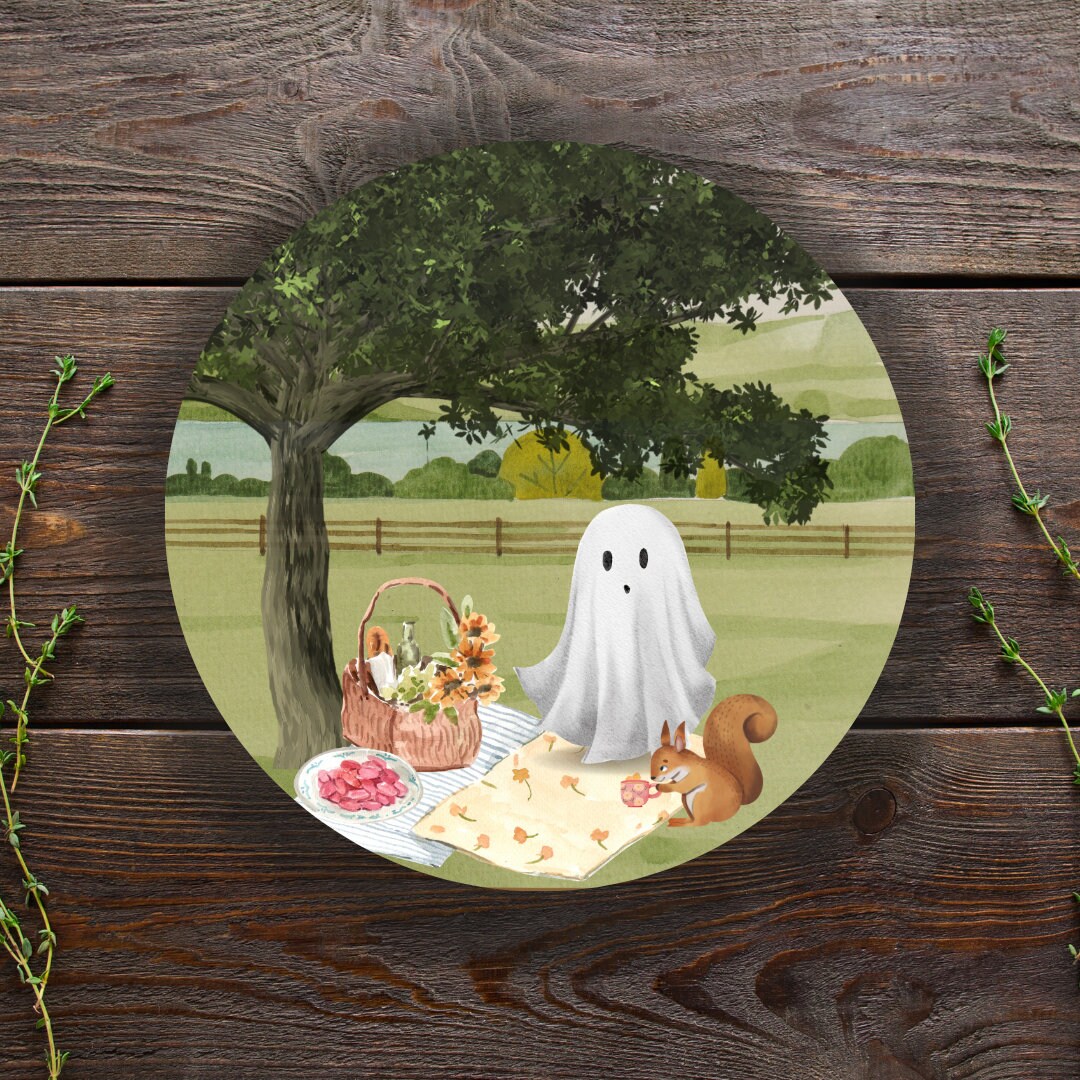 Spooky Ghost Tea Time Vinyl Sticker - Etsy