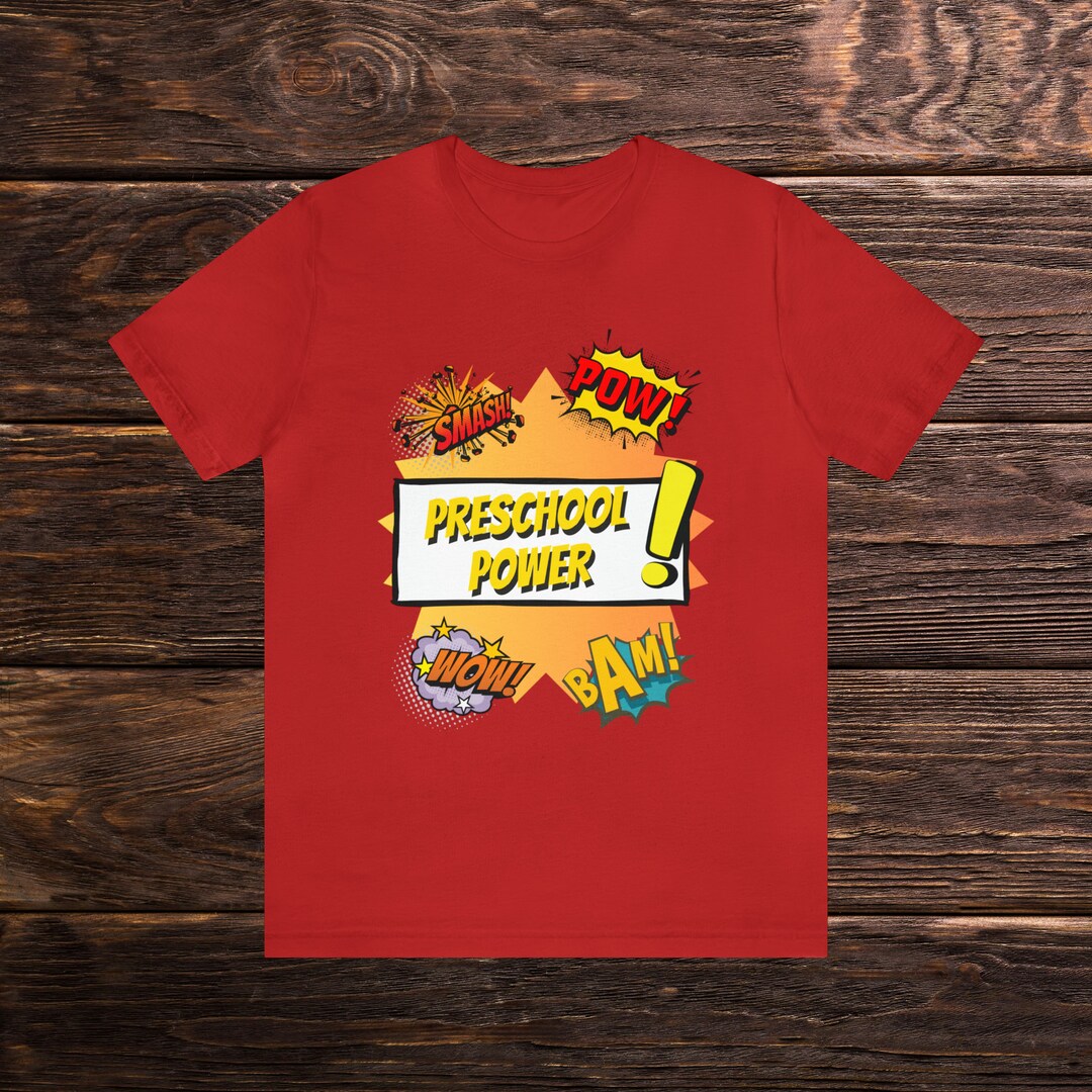 Superhero-inspired 'preschool Power!' T-shirt With Bright Color Options ...