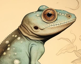 Vintage Reptile Gecko Poster Retro Parchment Print Wall Decor - Etsy