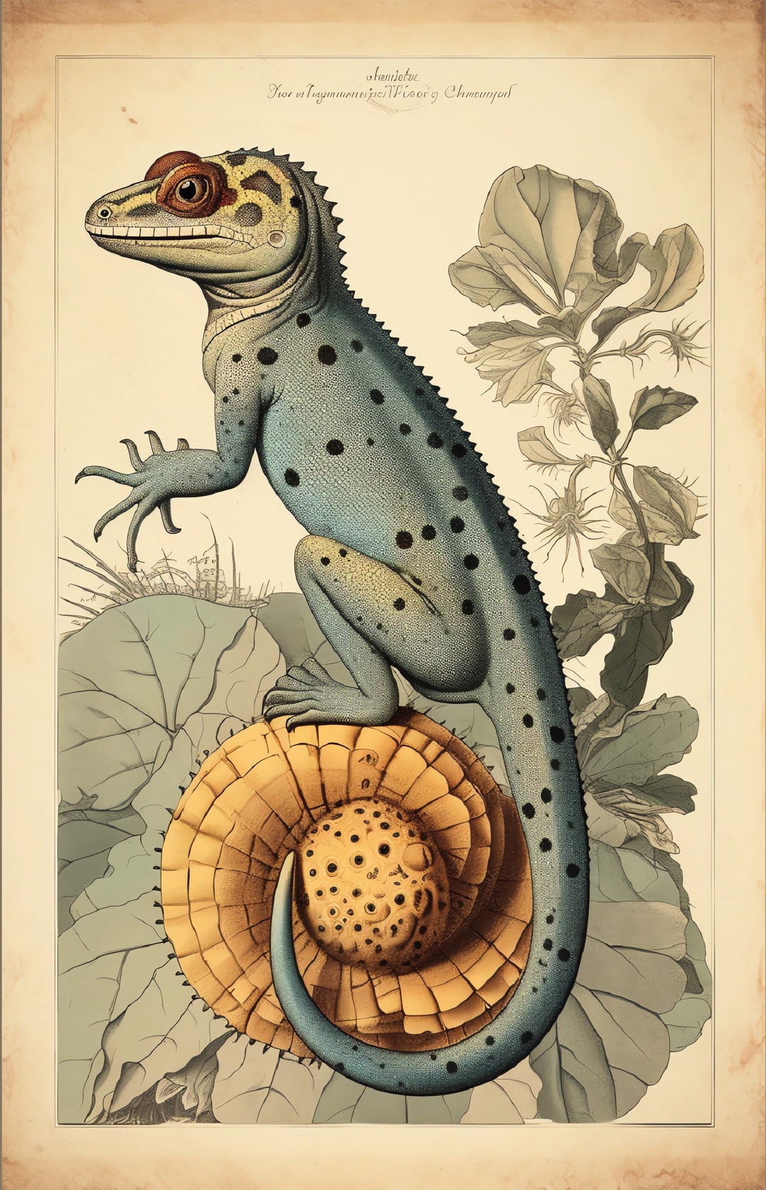 Vintage Reptile Gecko Poster Retro Parchment Print Wall Decor - Etsy