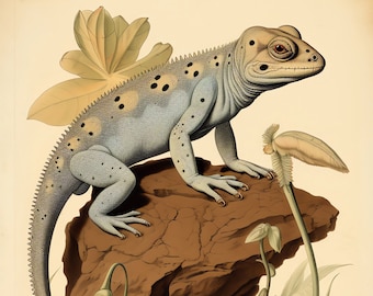 Vintage Reptile Gecko Poster Retro Parchment Print Wall Decor - Etsy