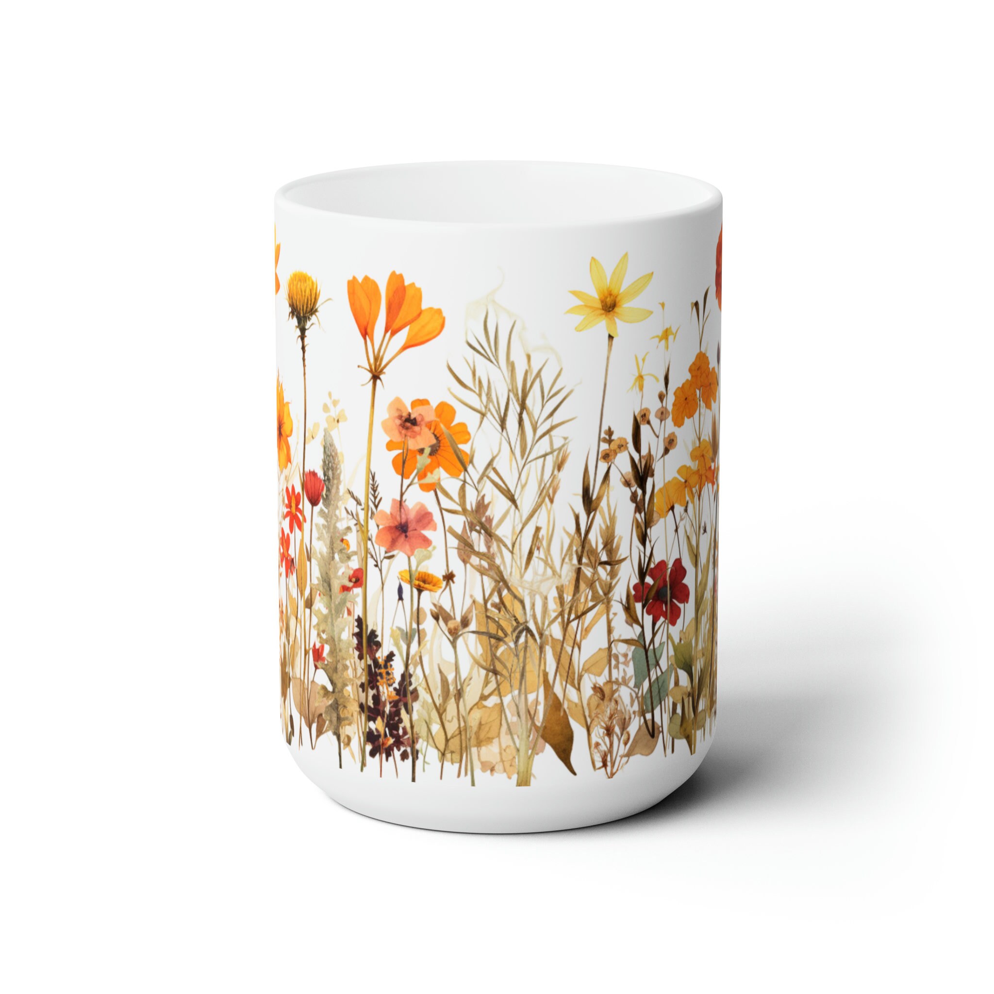 Pressed Flowers Mug Watercolor Wildflowers Mug Floral Mug Garden Lover ...