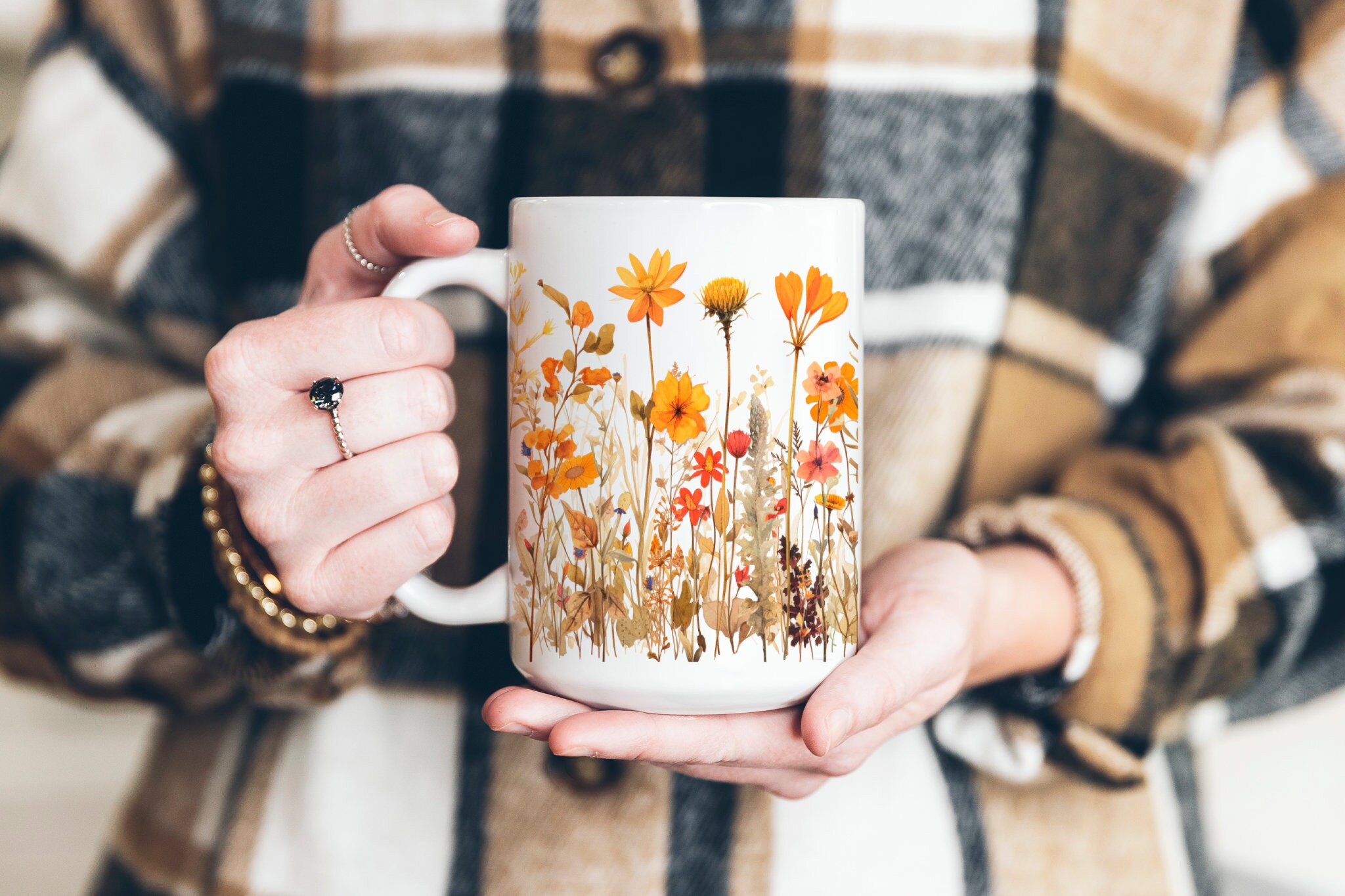 Pressed Flowers Mug Watercolor Wildflowers Mug Floral Mug Garden Lover ...