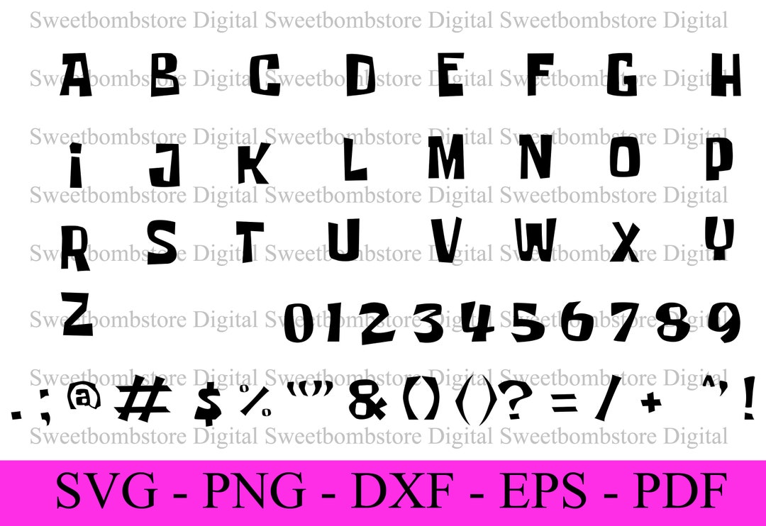 Spongebob Font Svg Spongebob Alphabet And Number Spongebob Svg Etsy