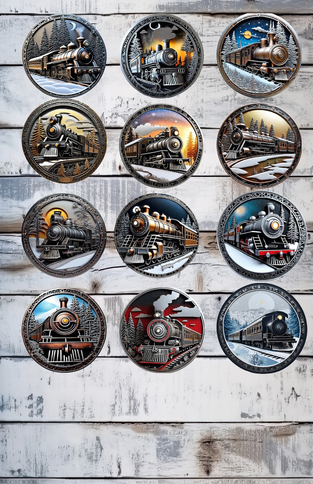 12 Train Christmas Ornaments for a Train Lovers Gift for the Holiday ...