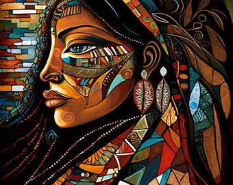 Earth's Wisdom - Woman Art - Vibrant Digital Download - High Contrast ...