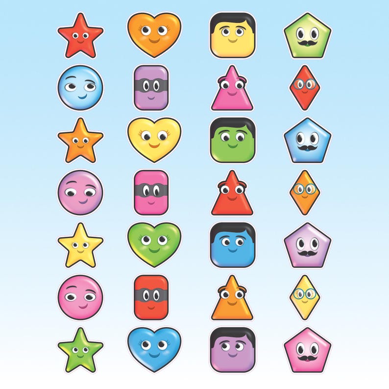 Back to School Kids Toddlers Colorful Fun Shapes Sticker Sheet - Etsy