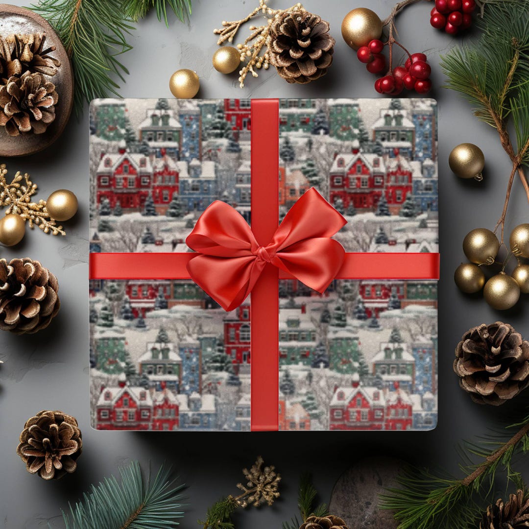 Victorian Home Holiday Gift Wrap. Picturesque Holiday Christmas ...