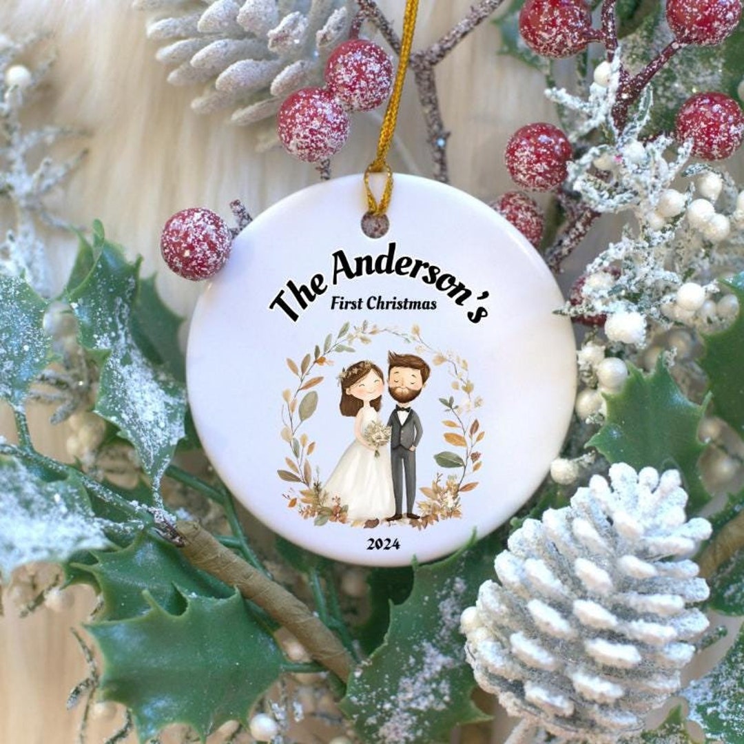 Married Couple Woodland Theme Ceramic Ornament, 4 Shapes. Christmas ...
