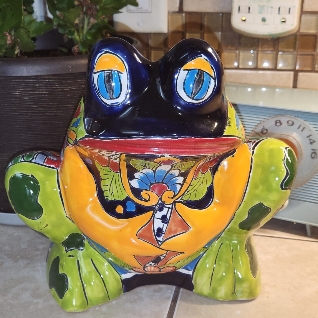 Large Talavera Mexican Pottery Frog Planter Colorful Ceramic - Etsy