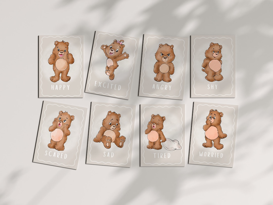 Teddy Bear Emotional Regulation Flash Cards, Mood Tracker Emotion Cards ...