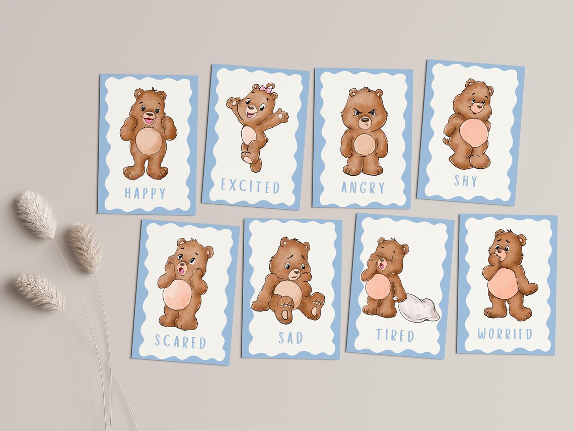 Teddy Bear Mood Tracker Flash Cards, Emotional Regulation Emotion Cards ...