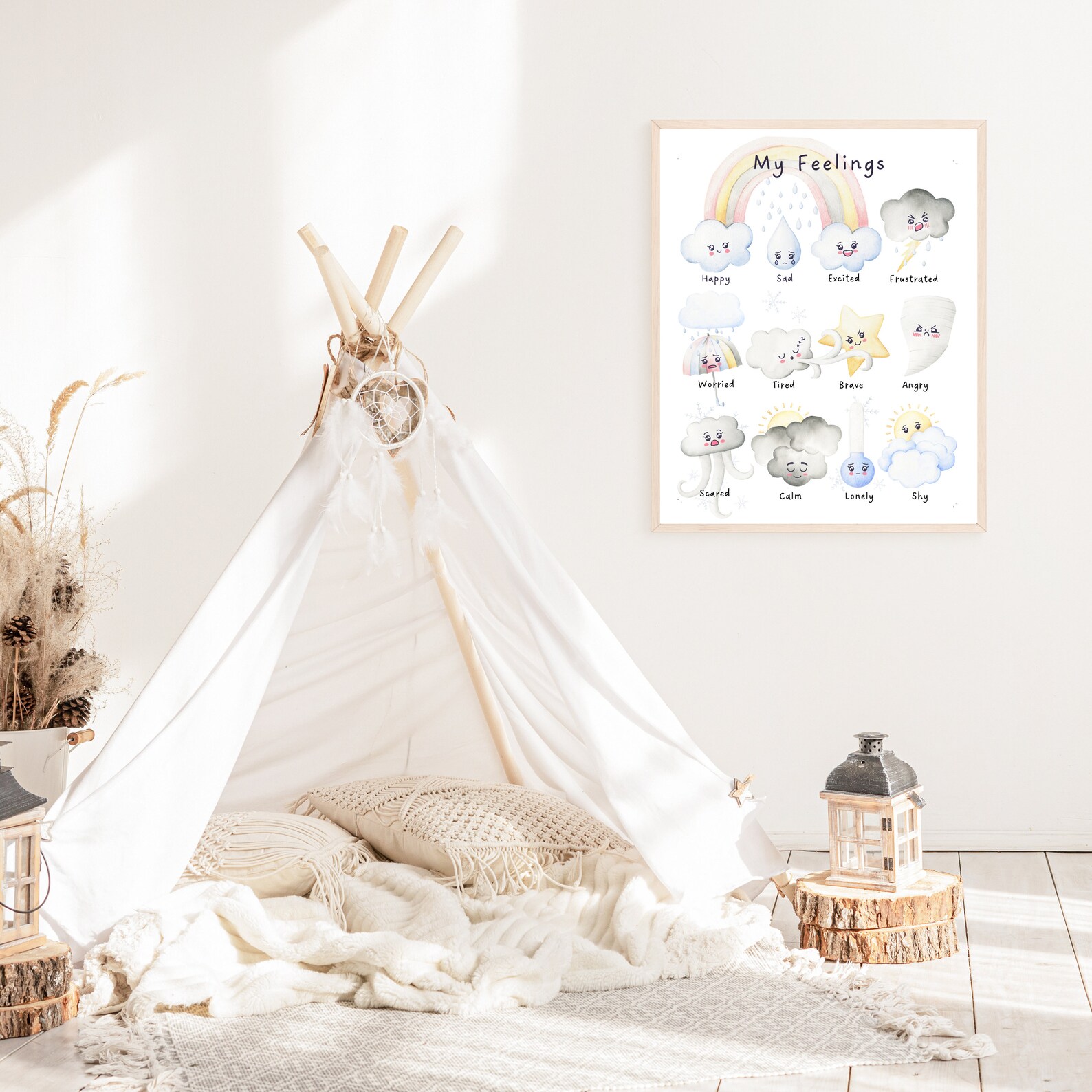 Rainbow Cloud Weather Theme Kid Emotion Wall Chart Cloudy Feelings ...