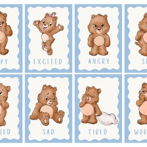 Teddy Bear Mood Tracker Flash Cards, Emotional Regulation Emotion Cards ...
