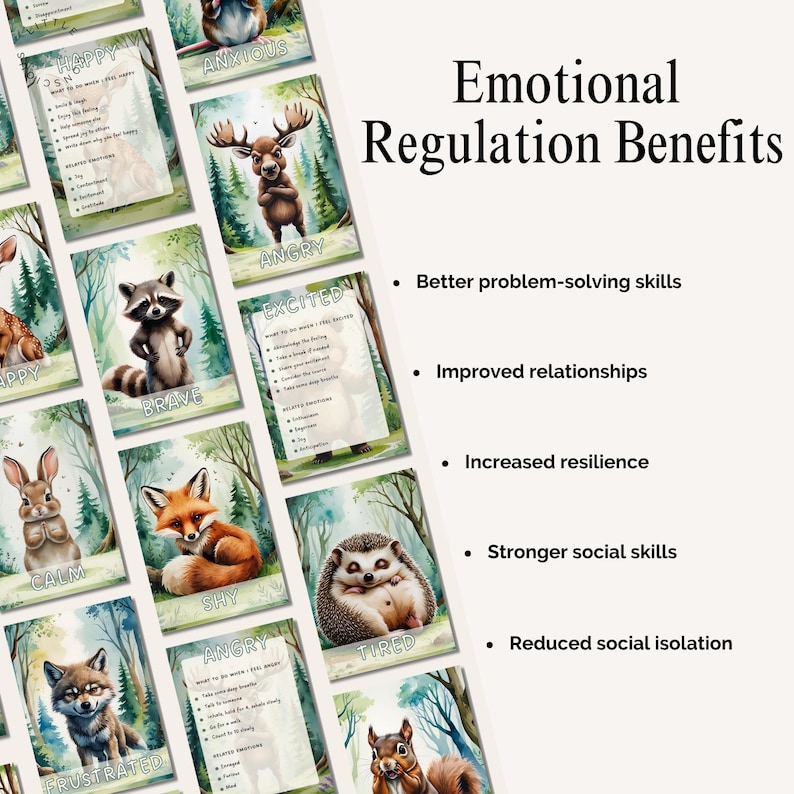 Woodland Animals Emotional Regulation Support Flash Cards, Calm Down ...