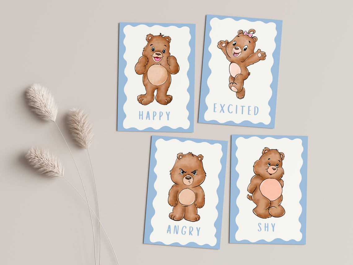 Teddy Bear Mood Tracker Flash Cards, Emotional Regulation Emotion Cards ...