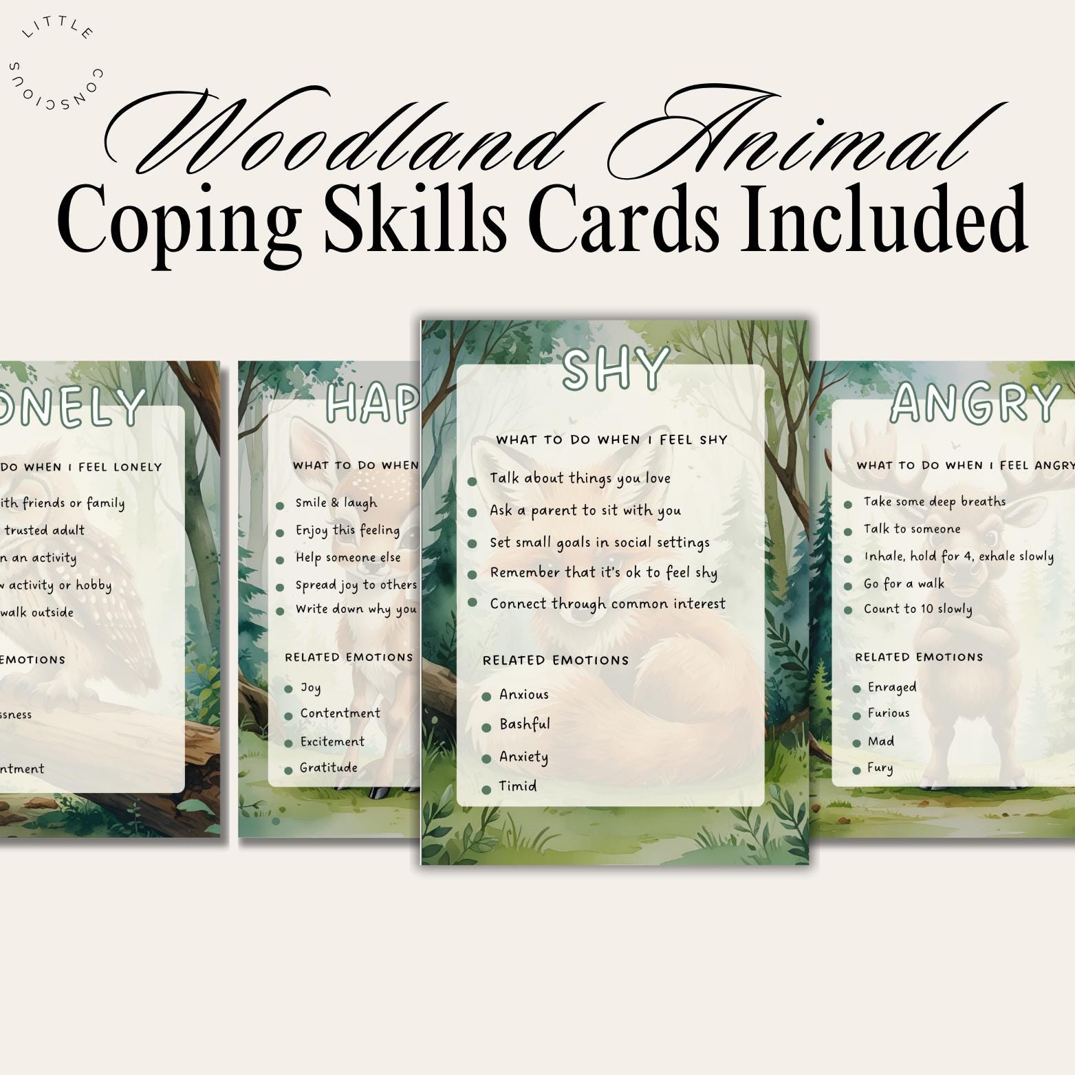 Woodland Animals Emotional Regulation Support Flash Cards, Calm Down ...
