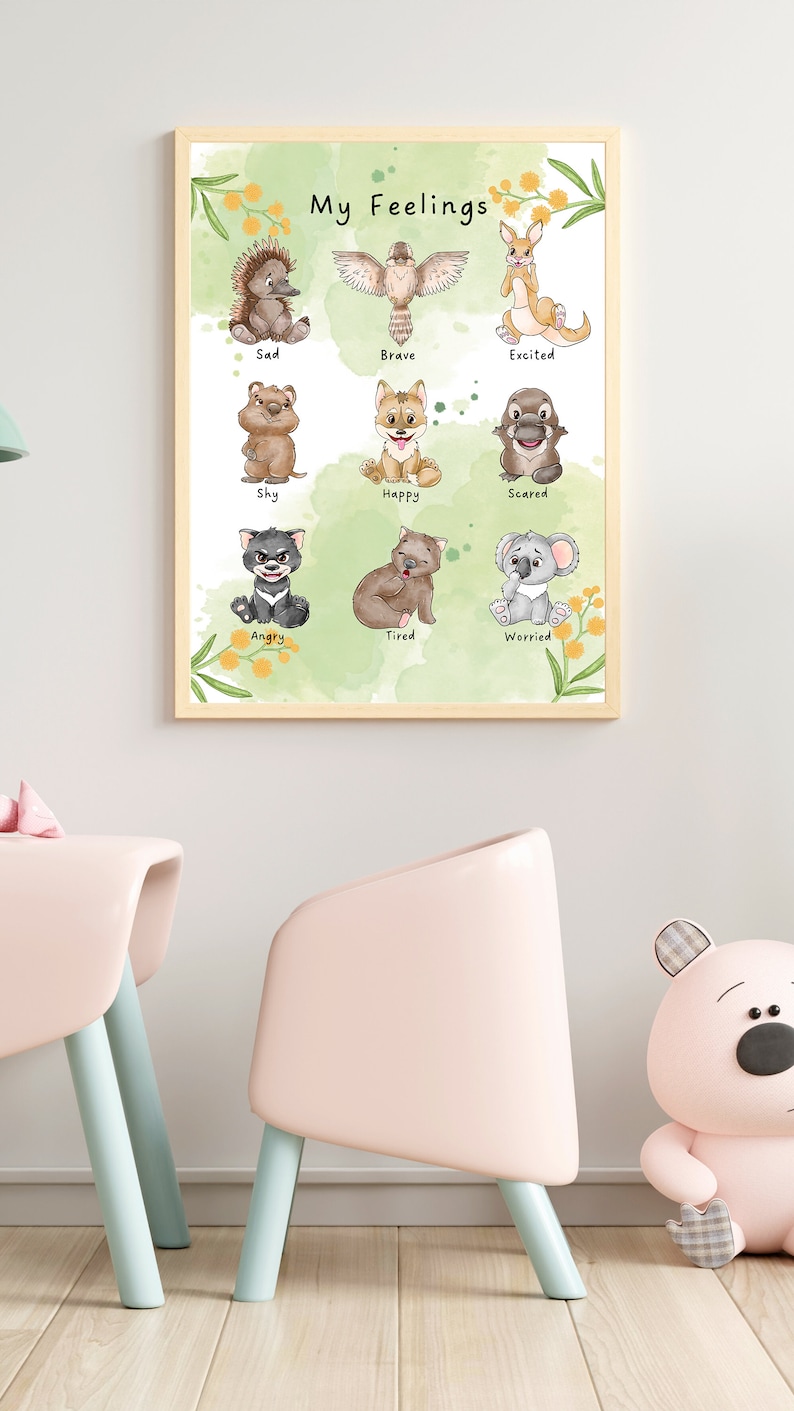 Australian Animal Emotional Feeling Kids Chart, Emotional Regulation ...