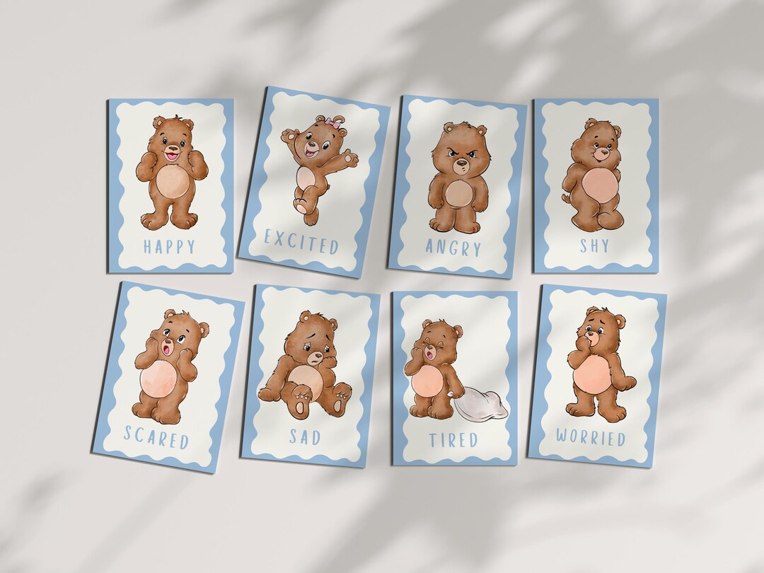 Teddy Bear Mood Tracker Flash Cards, Emotional Regulation Emotion Cards ...
