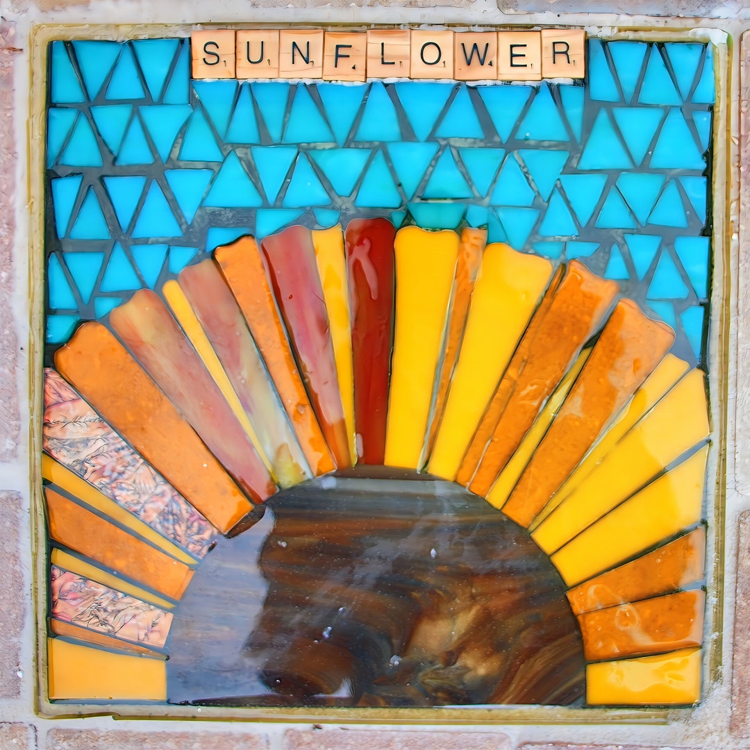 Square Colorful Mosaic Garden Paver Stepping Stone-sunflower - Etsy