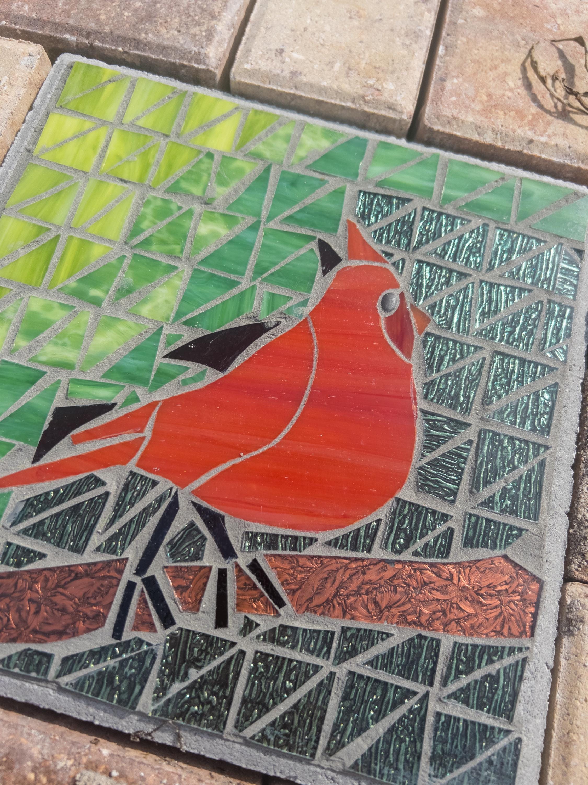 Square Colorful Mosaic Garden Paver Stepping Stone- Cardinal - Etsy
