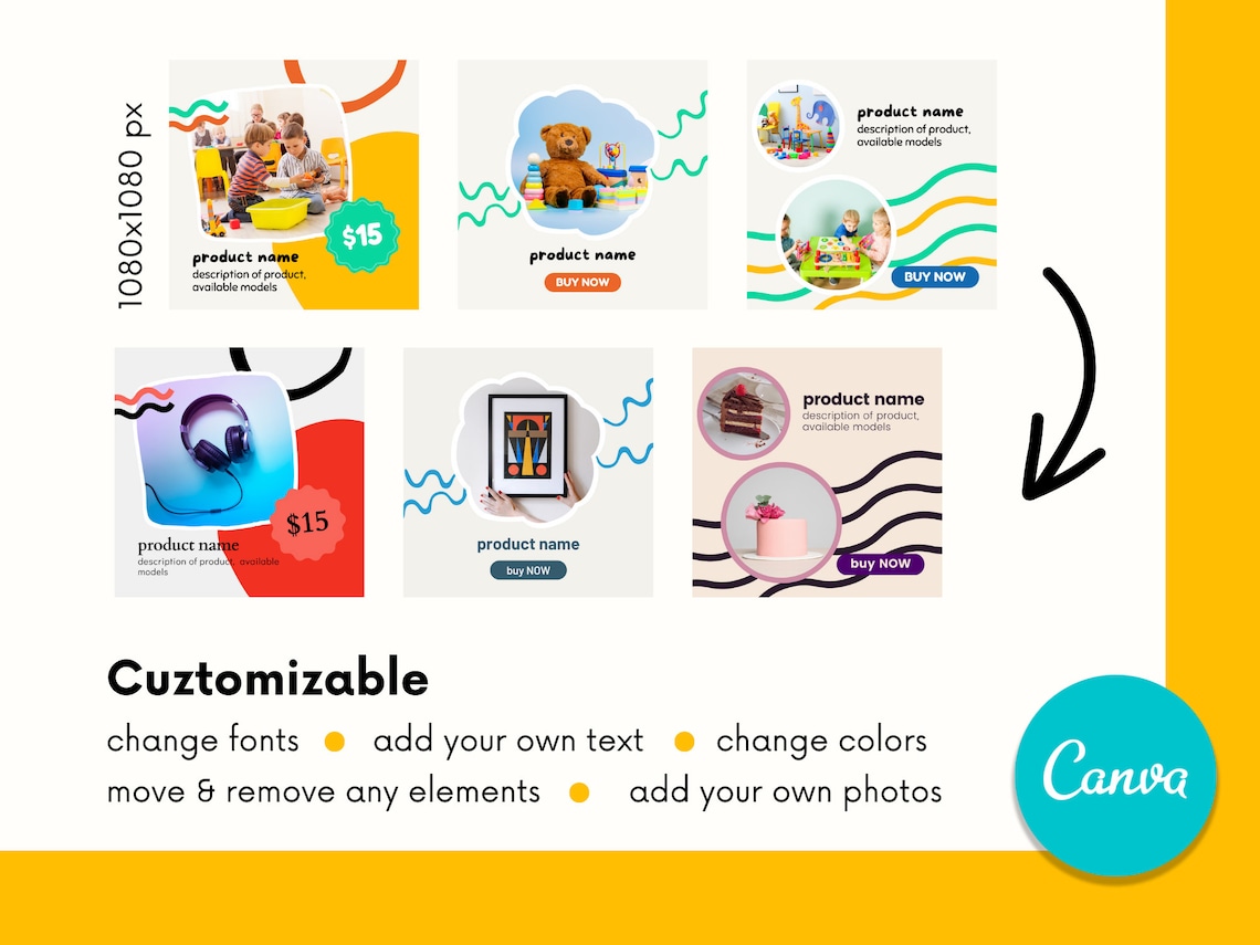 50 CANVA Templates Kids SHOP Kids Store Toys Shop Colorful - Etsy