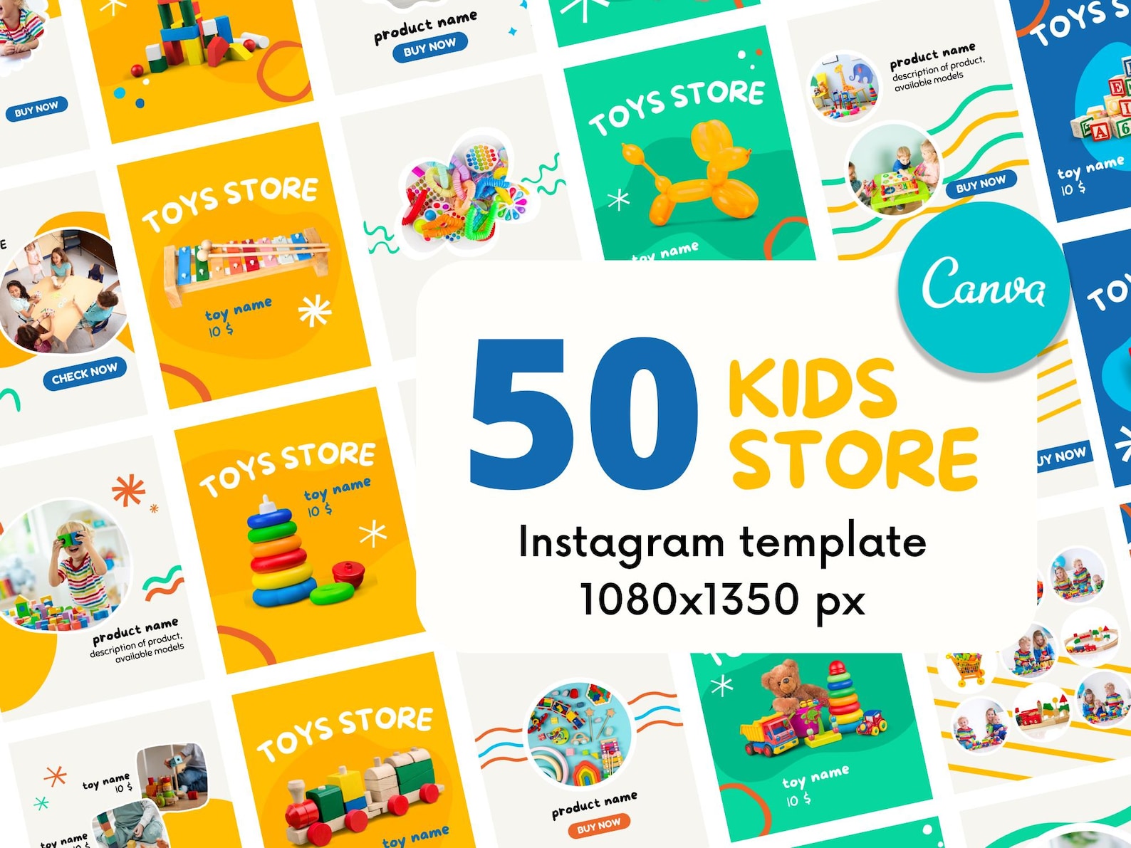 50 CANVA Templates Kids SHOP, Kids Store, Toys Shop, Colorful Templates ...