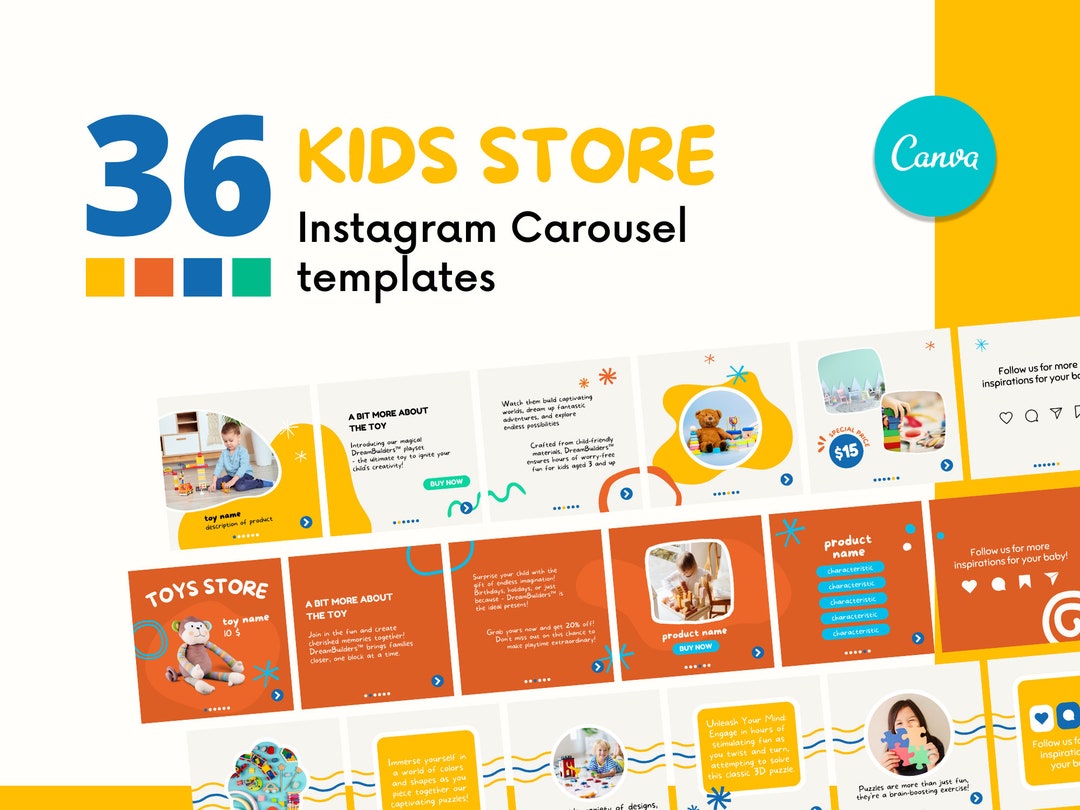 CANVA Carousel Templates Kids SHOP Kids Store Toys Shop - Etsy