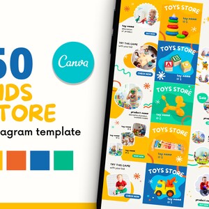 50 CANVA Templates Kids SHOP Kids Store Toys Shop Colorful - Etsy