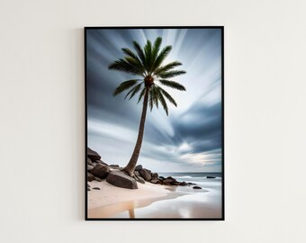 Palm Tree on the Beach Wall Art - Etsy