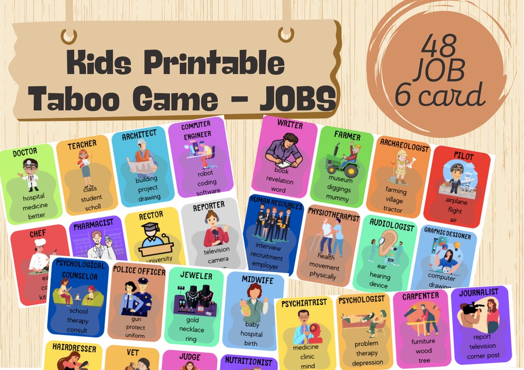 Taboo Game for Kids Printable Kid-edition Taboo Cards Kid - Etsy