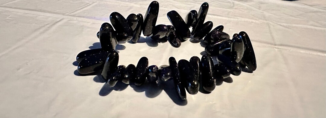 5mm Natural Night Sky Blue Goldstone Stick Pebble Chip Bracelets - Etsy