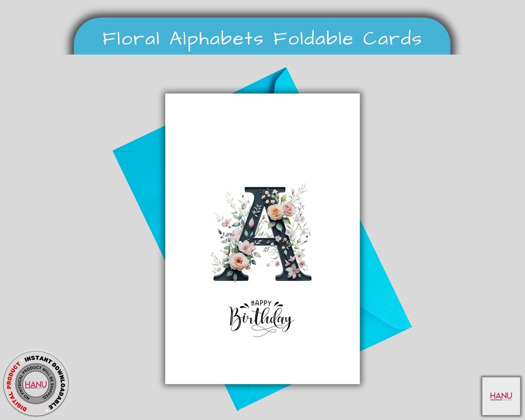 Floral Alphabet Clipart PNG, Alphabet Birthday Cards, Watercolor Floral ...