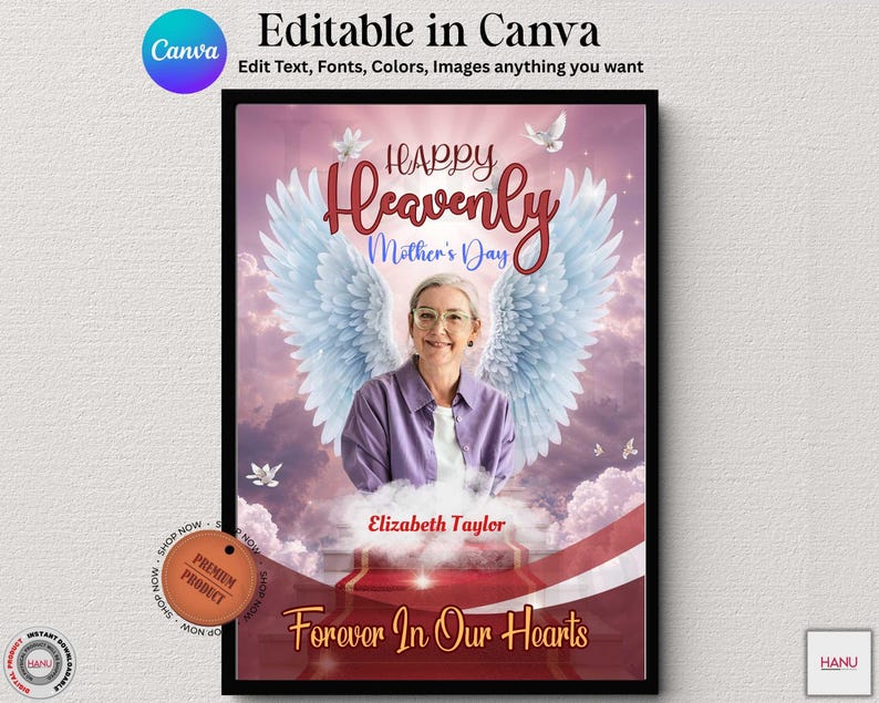 Memorial Angel Wings Photo Template: Editable Heaven Gate Design (canva ...