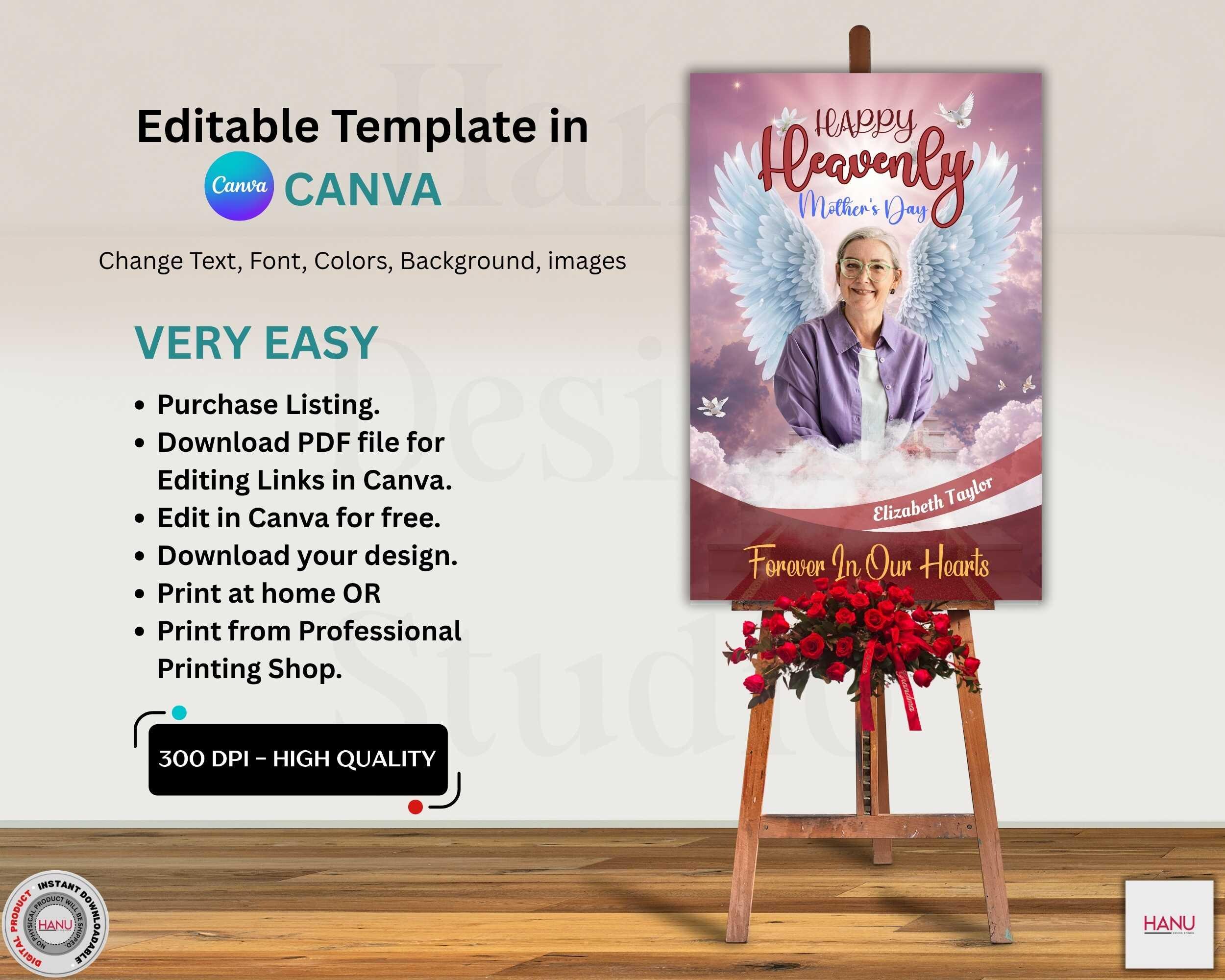Memorial Angel Wings Photo Template: Editable Heaven Gate Design (canva ...