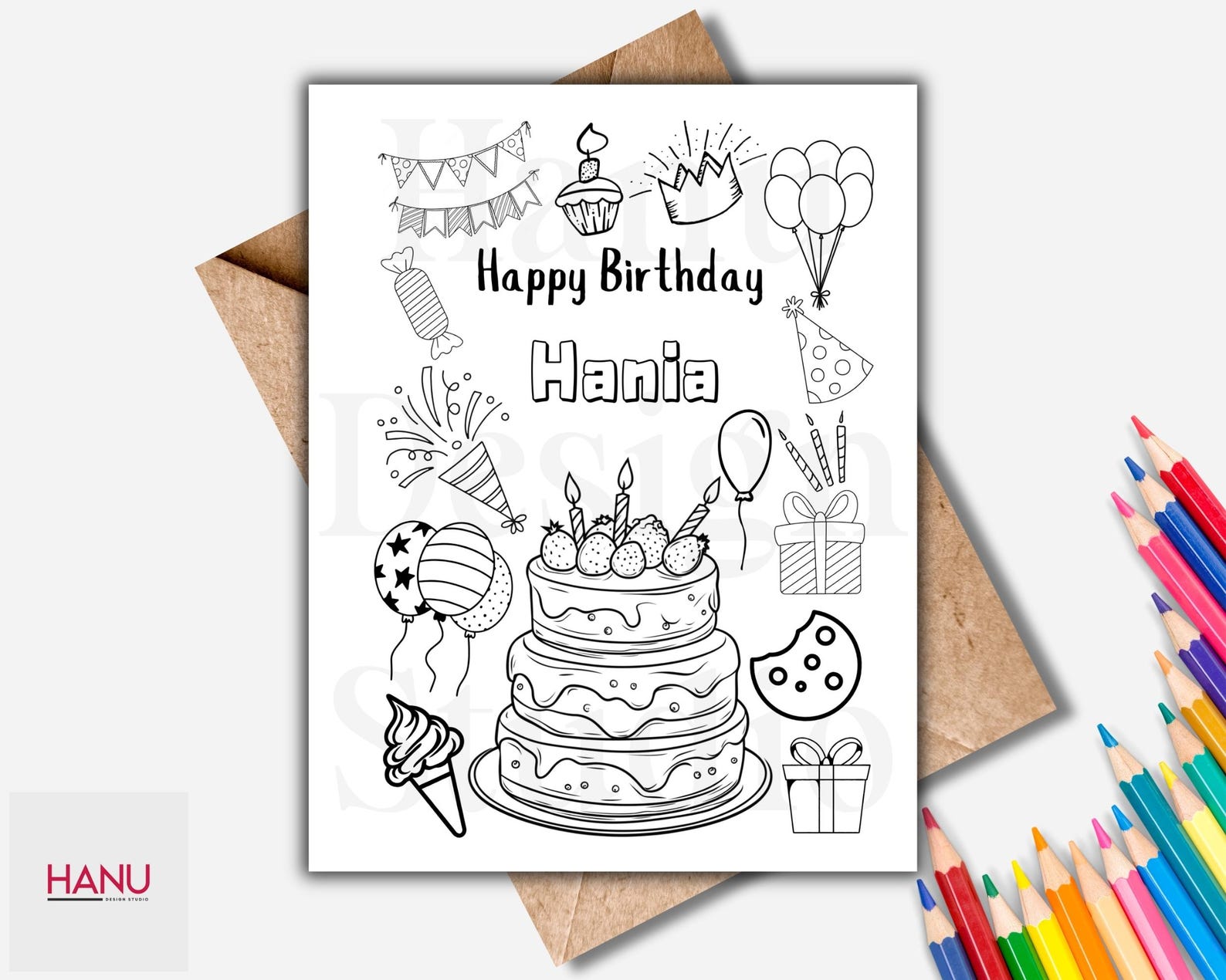 Editable Birthday Coloring Card for Kids (digital Download) - Etsy
