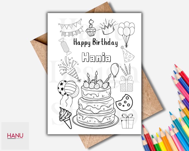 Editable Birthday Coloring Card for Kids (digital Download) - Etsy