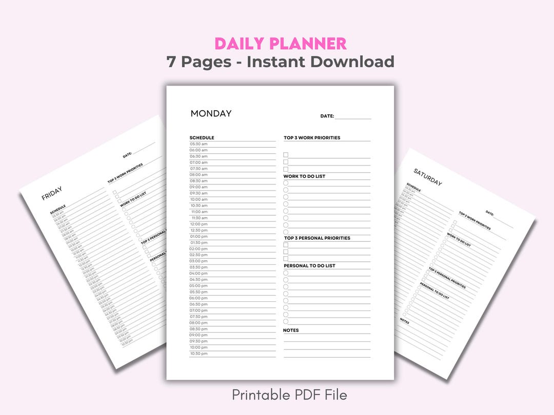 Daily Hourly Planner: Printable Work From Home Schedule (A4, PDF) - Etsy