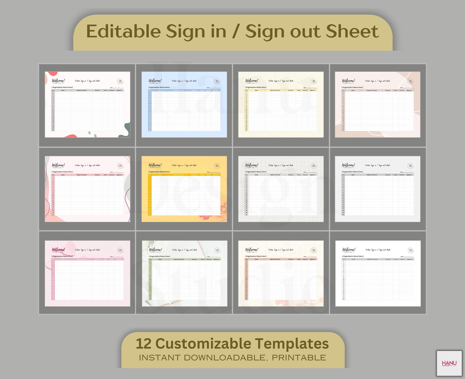 Printable Visitor Sign In/out Sheet: Home Daycare, School (canva ...