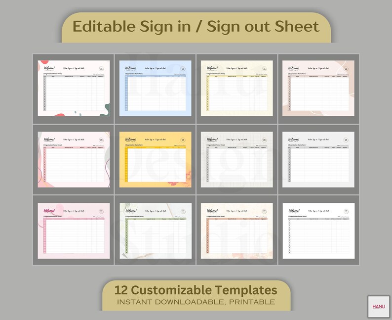 Printable Visitor Sign in Sign Out Sheet, Sign in Sign Out Forms, Home ...