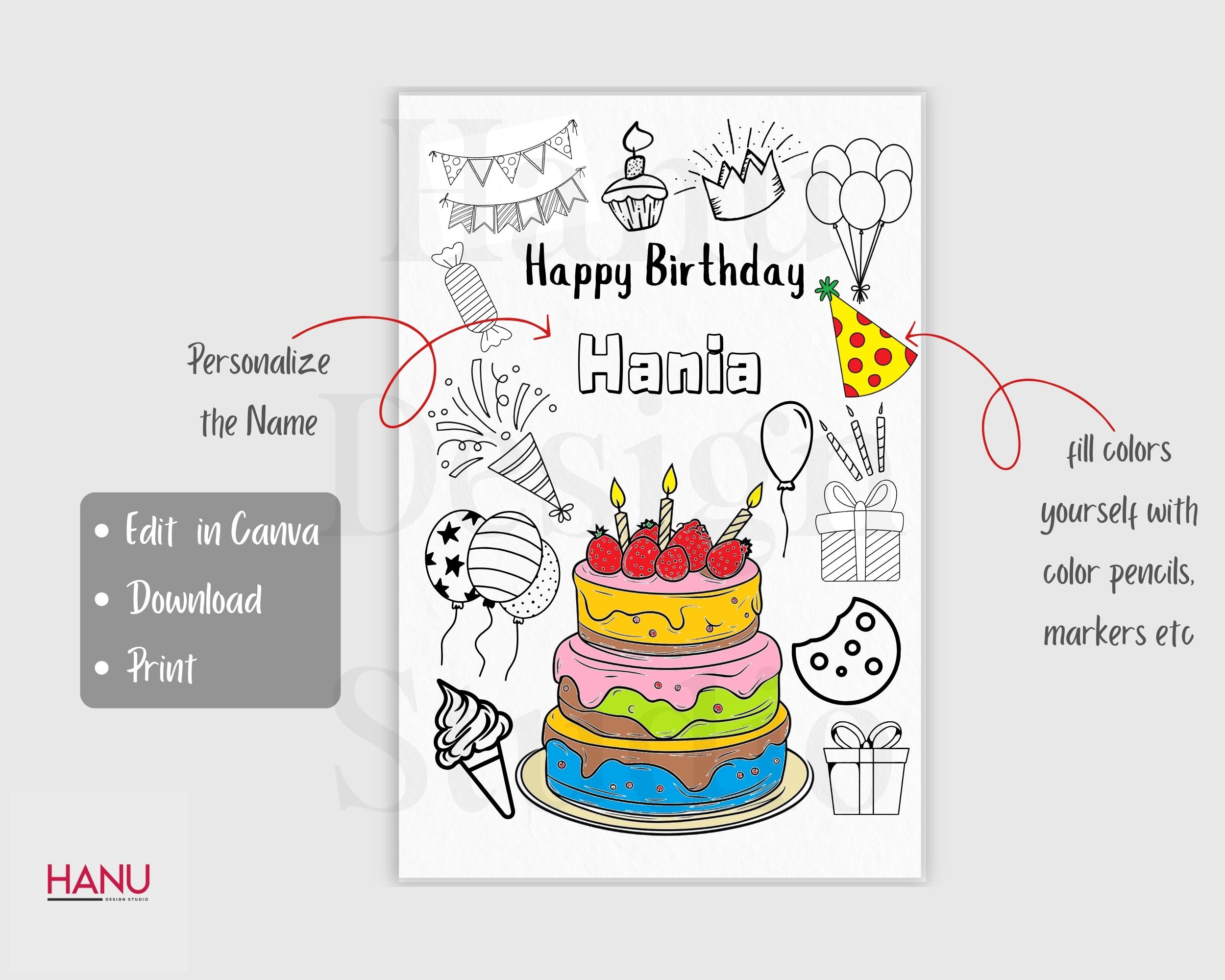 Editable Birthday Coloring Card for Kids (digital Download) - Etsy