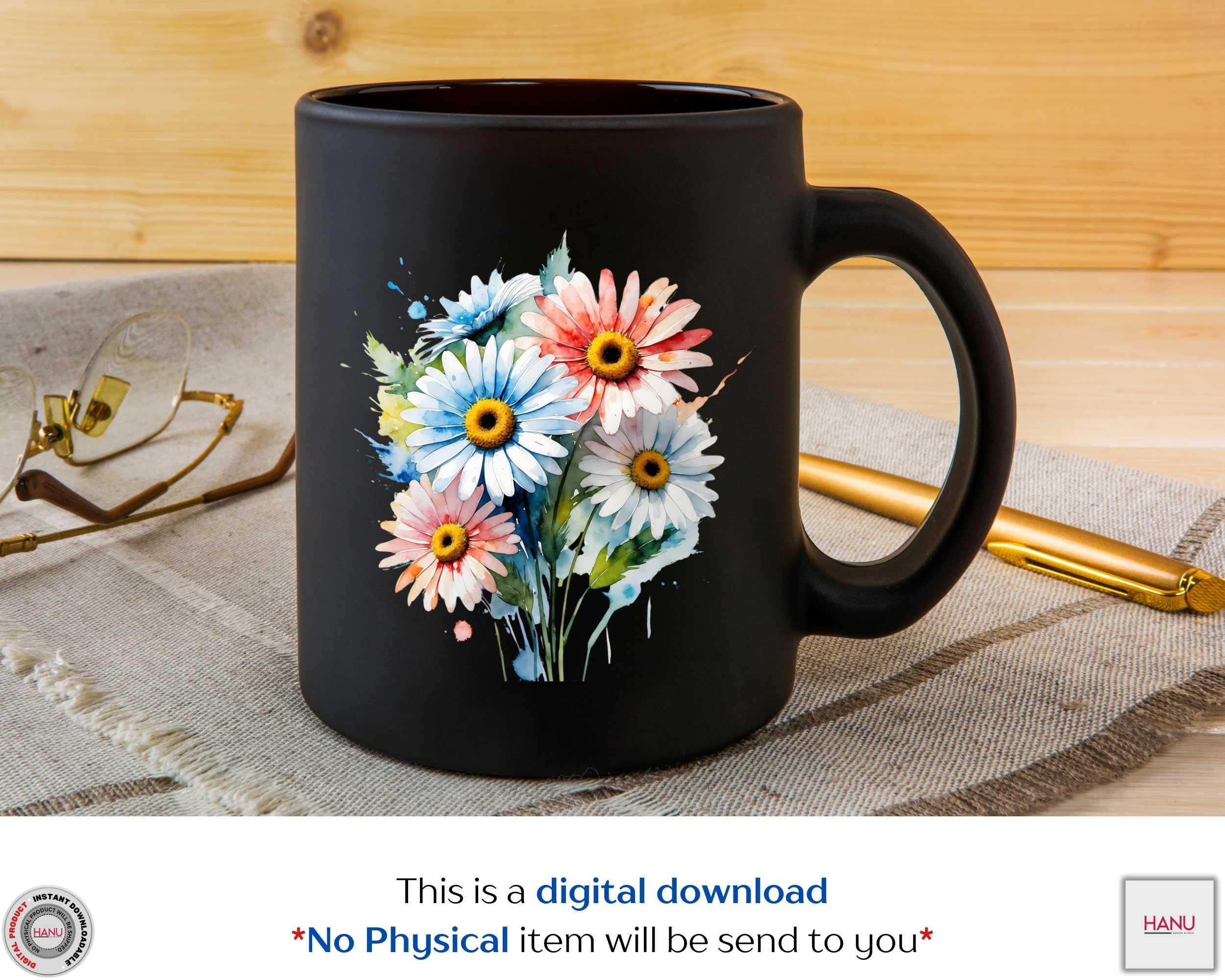 Watercolor Daisy Clipart: Floral Print for Junk Journals (digital ...