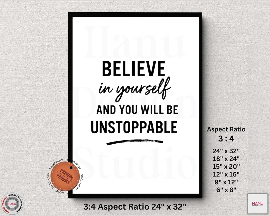 Inspirational Quote Print: Believe in Yourself (digital Download) - Etsy
