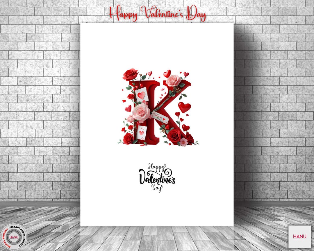 Floral 3D Valentine Alphabet PNG: Decorative Letters (instant Download ...