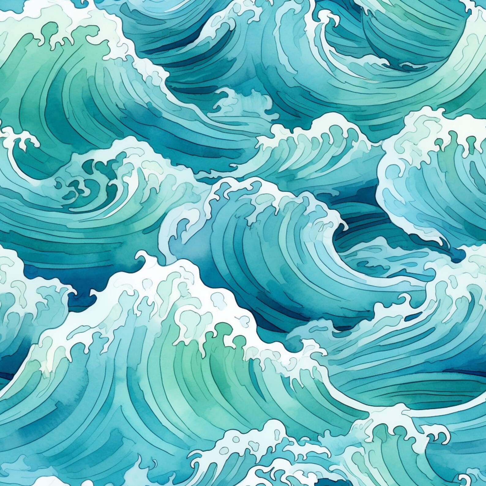 Ocean Designs and Patters, Pack of 8, Seamless Designs, Ocean Waves ...